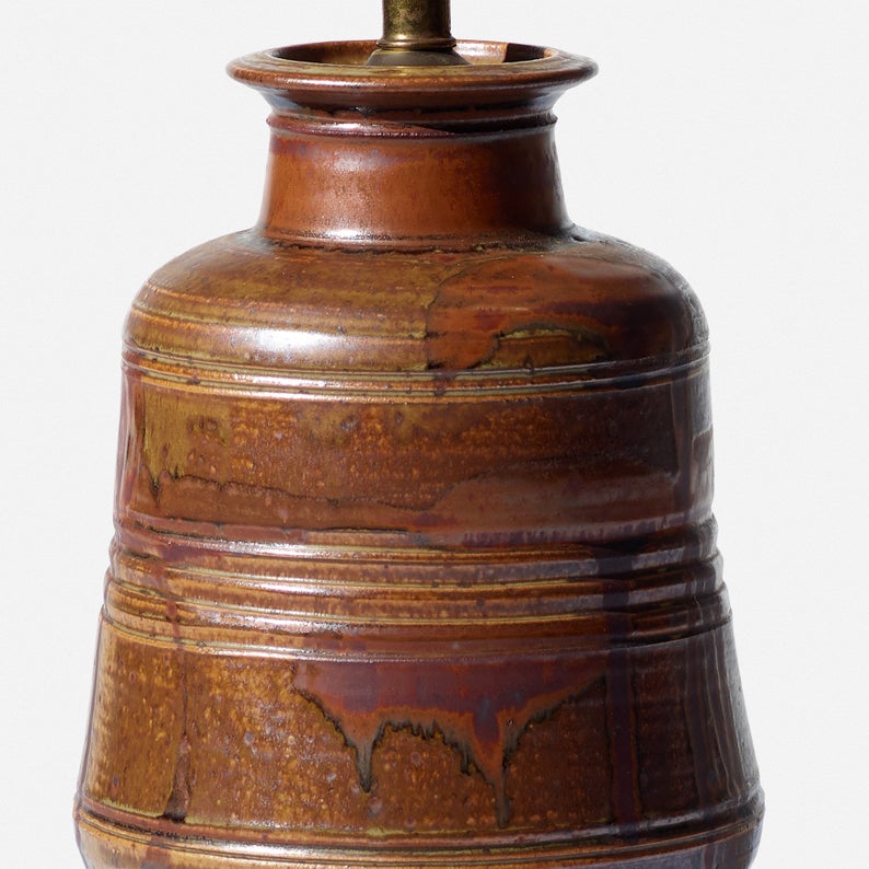 Modernist studio pottery stoneware lamp by potter Eric Norstad – PEACH ...